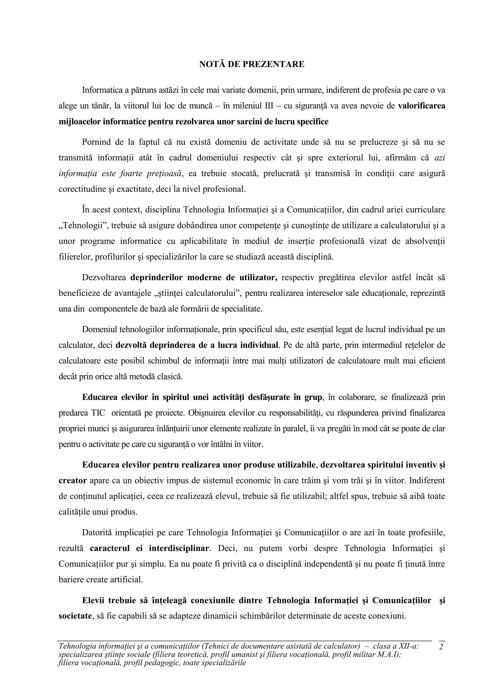 Programe scolare tic-st_sociale_12 | PDF