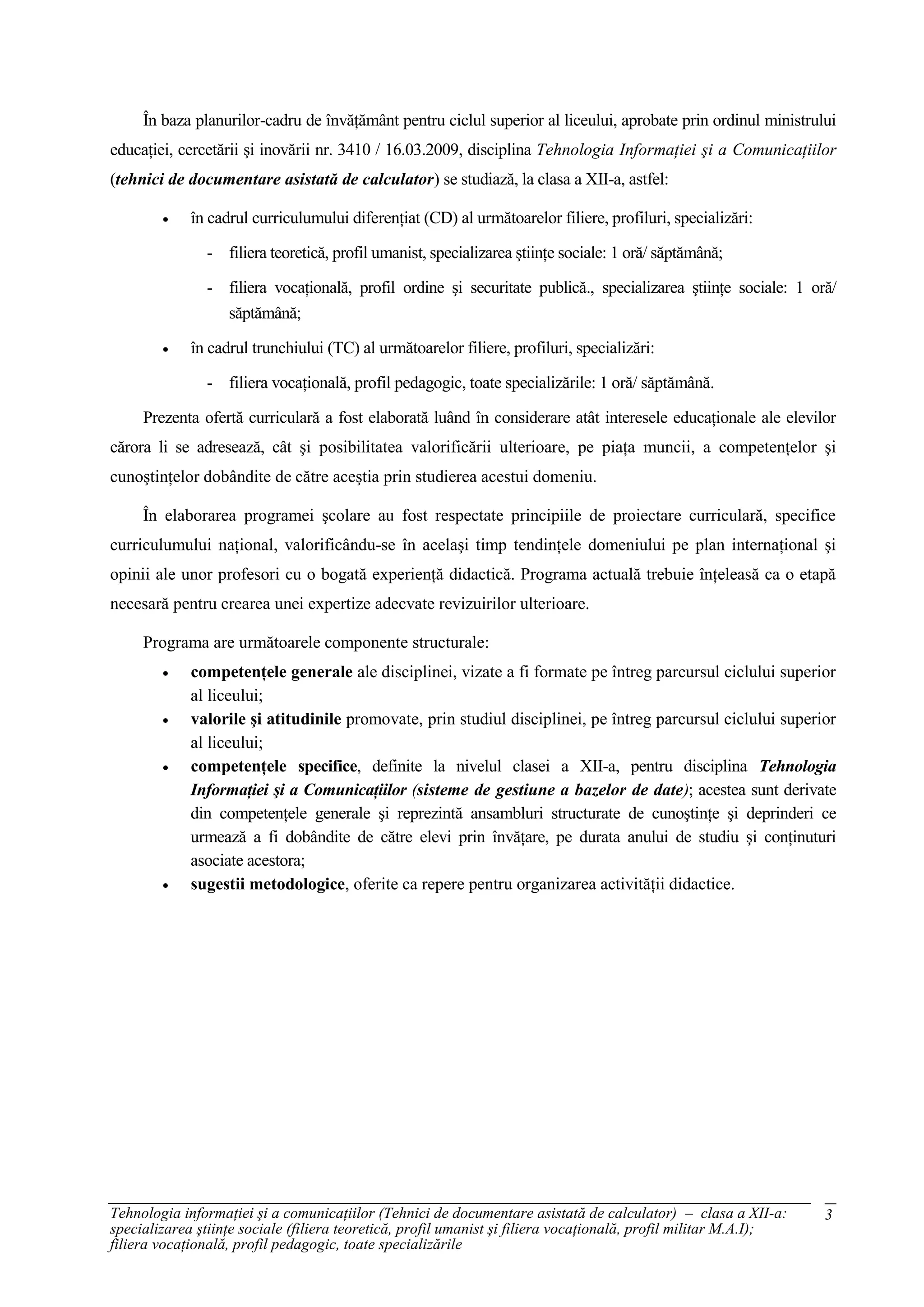 Programe scolare tic-st_sociale_12 | PDF