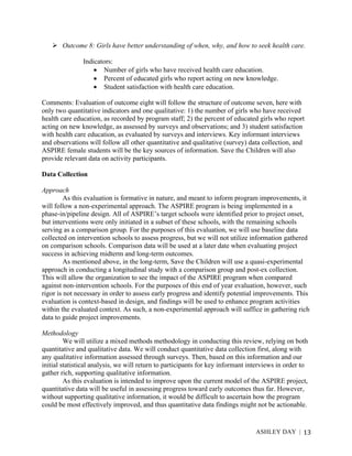 Proposing an Evaluation Plan: ASPIRE | PDF