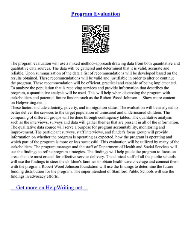 Program Evaluation | PDF