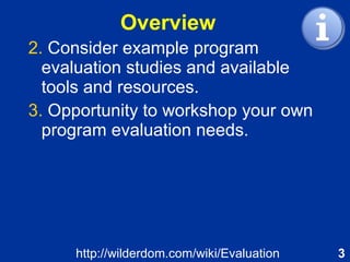 Program evaluation and outdoor education: An overview | ODP