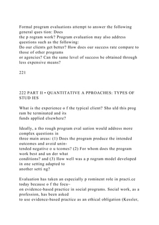 Program Evaluation Studies TK Logan and David Royse .docx