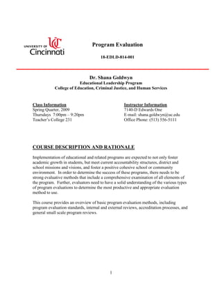 EDLD814 Program Evaluation | DOCX | Educational Assessment | Education