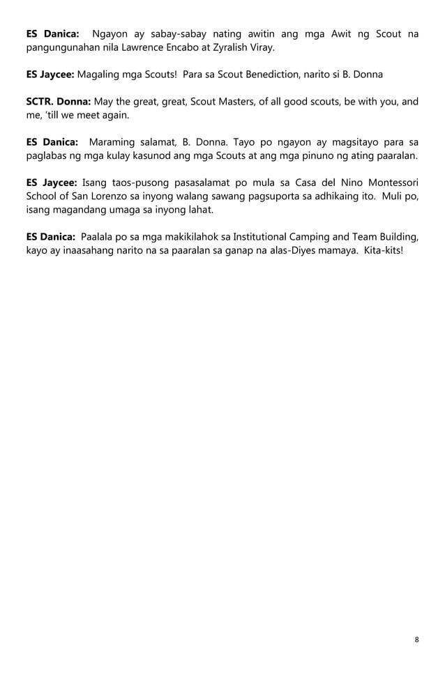 Program for investiture 2016 tagalog version | PDF