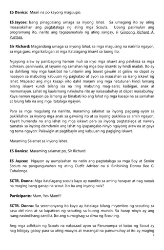 Program for investiture 2016 tagalog version | PDF