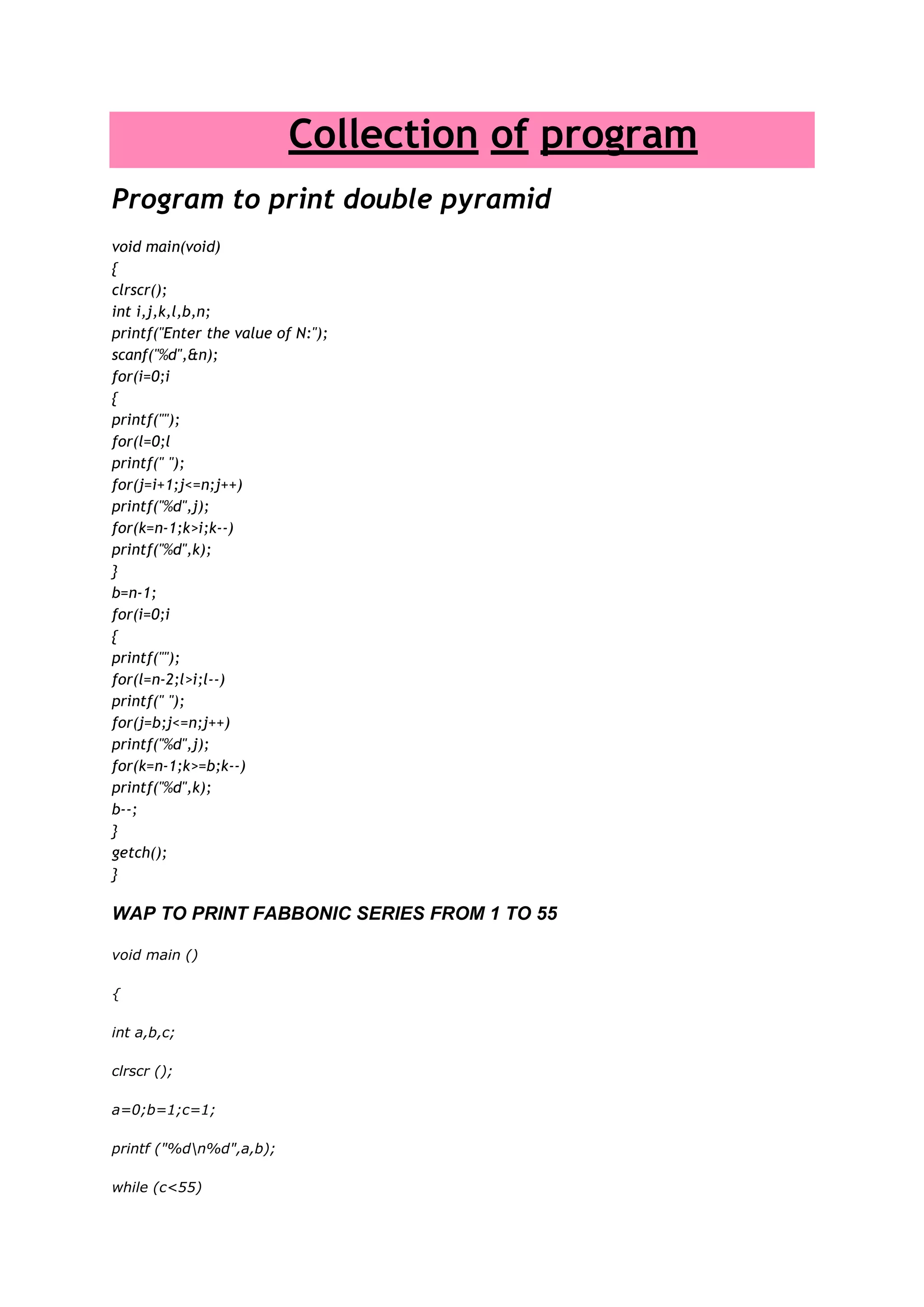 Program for pyramid | DOCX