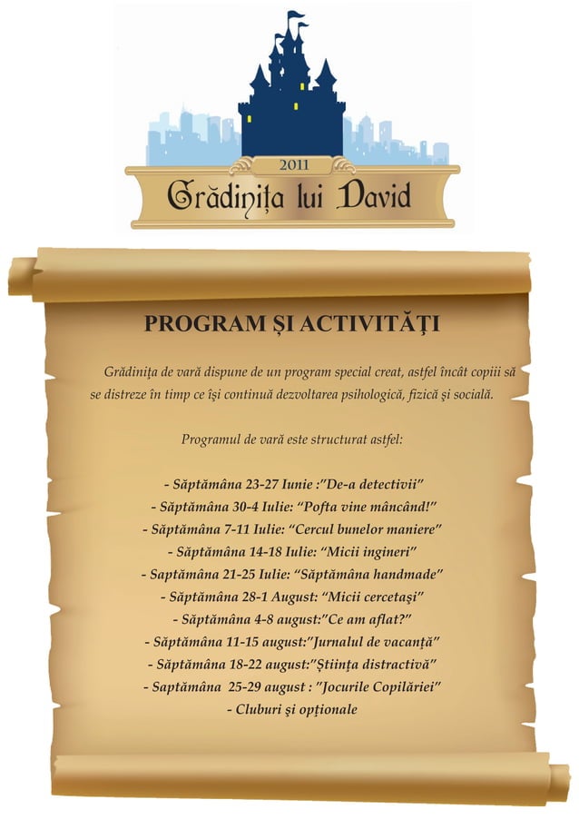 Program gradinita de vara | PDF