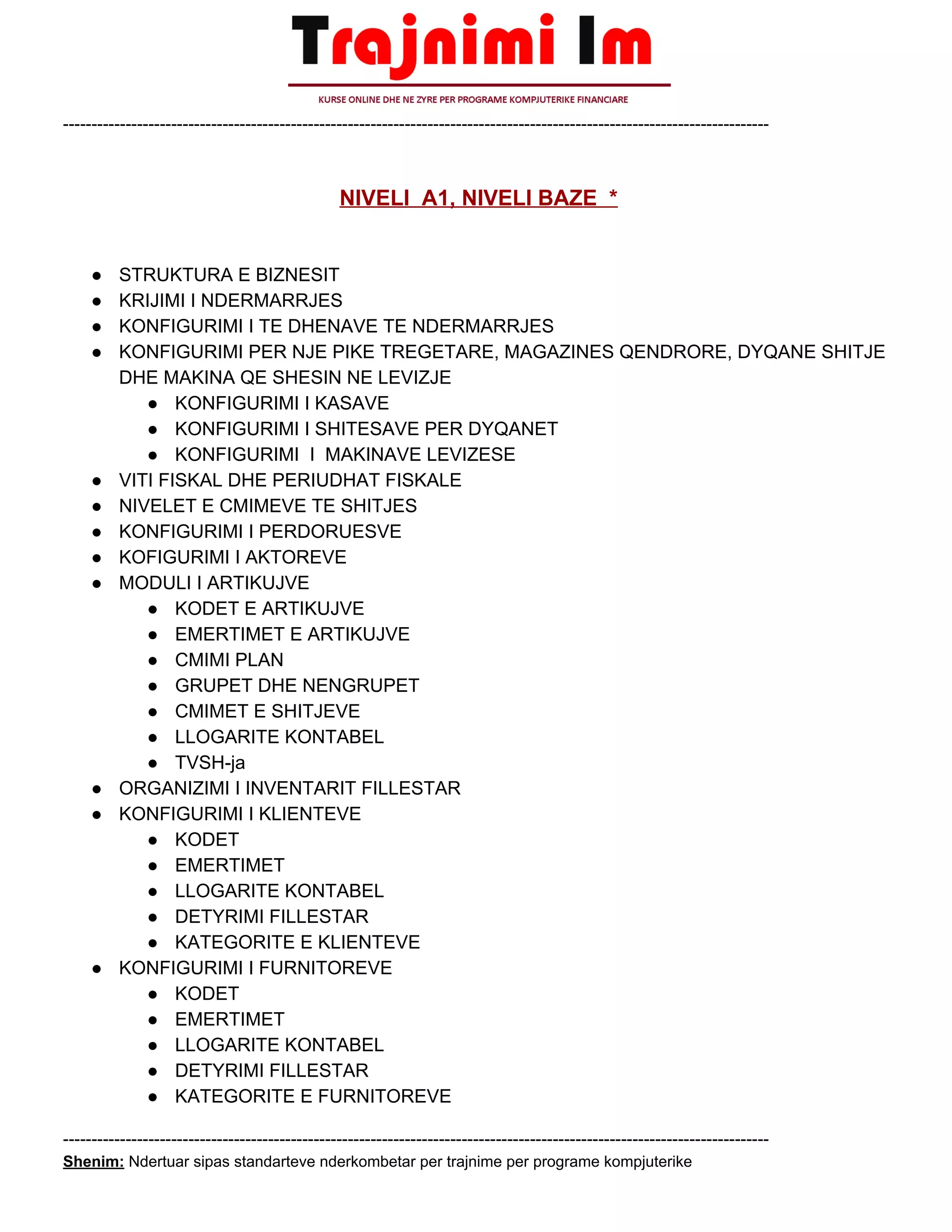 PROGRAMI PER KURSIN ALPHA BUSINESS | PDF