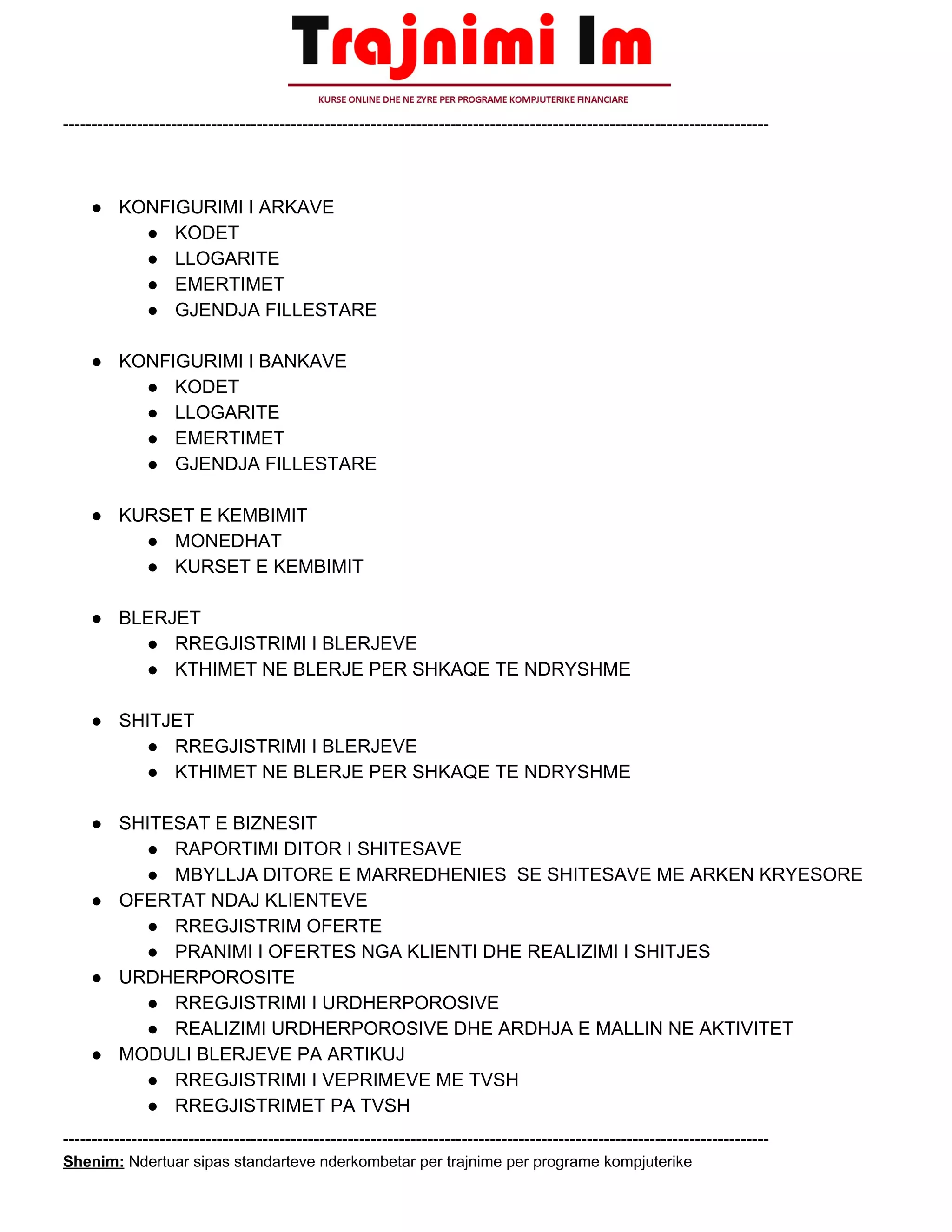 PROGRAMI PER KURSIN ALPHA BUSINESS | PDF