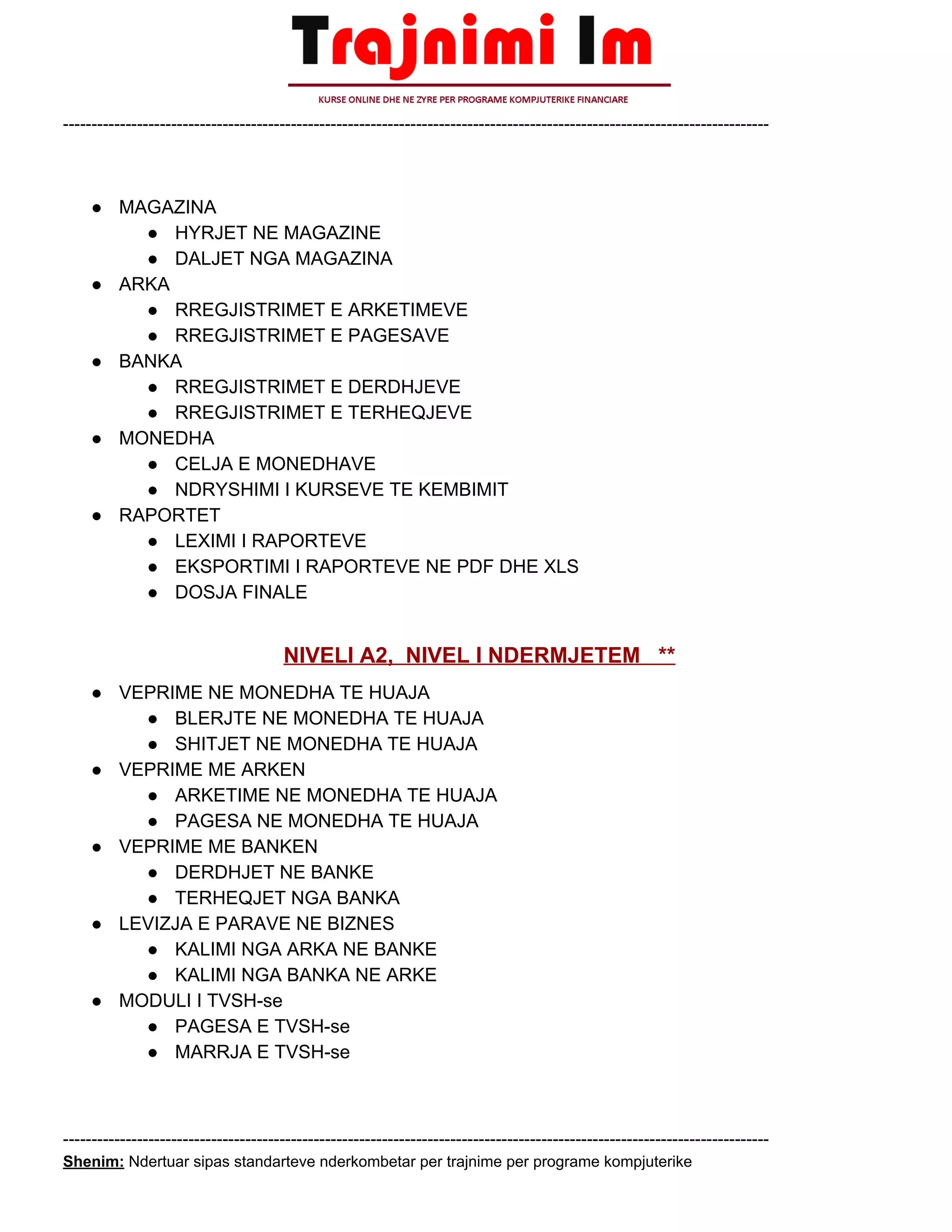 PROGRAMI PER KURSIN ALPHA BUSINESS | PDF