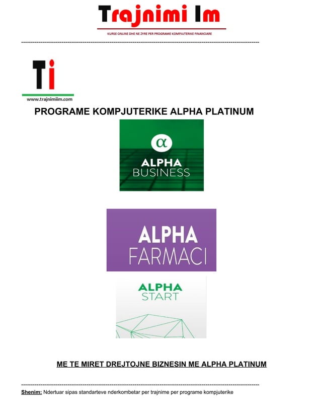PROGRAMI PER KURSIN ALPHA BUSINESS | PDF