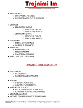 PROGRAMI PER KURSIN ALPHA BUSINESS | PDF