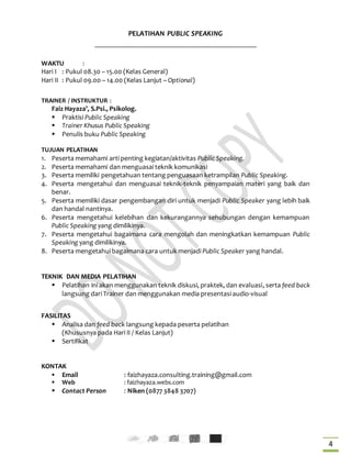 Program IHT - Pelatihan Public Speaking Umum (two days) | DOCX
