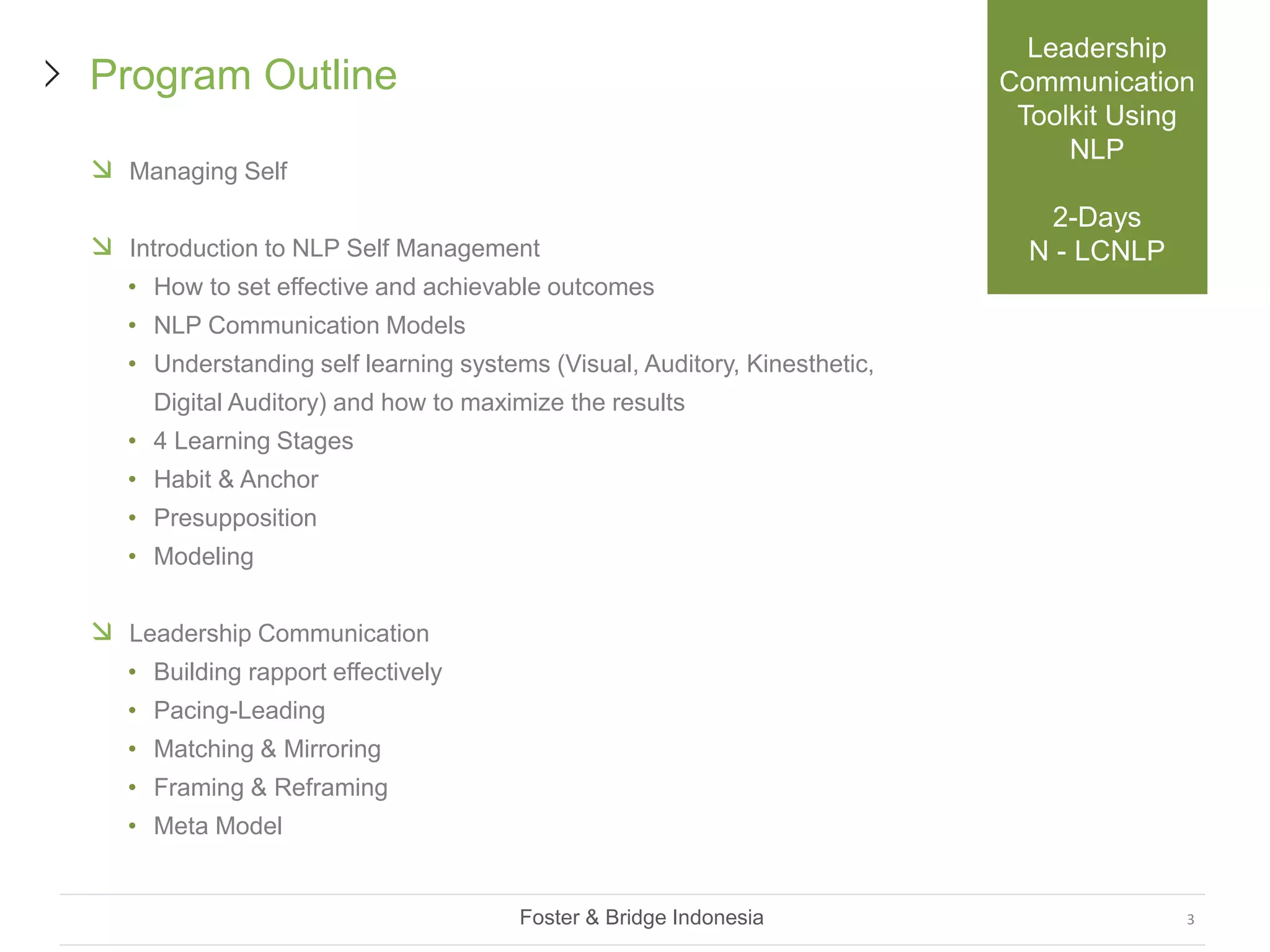 Program info leadership communication toolkit using nlp (e-lcnlp) pbs ...