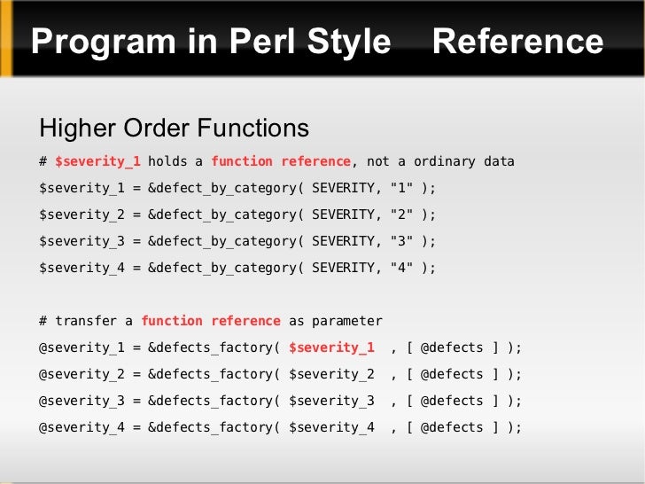 Programming In Perl Style