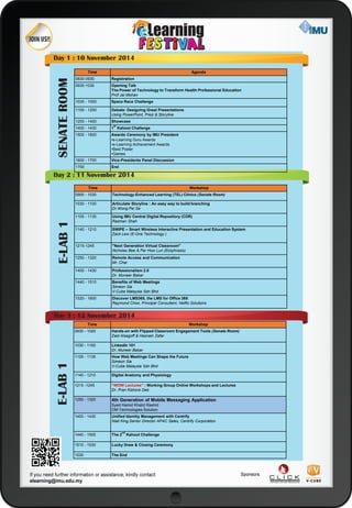 IMU E-Learning Festival Program | PDF