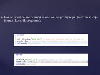 Uvod u programiranje i programski jezik Python | PPTX