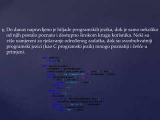 Uvod u programiranje i programski jezik Python | PPTX