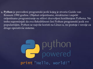 Uvod u programiranje i programski jezik Python | PPTX