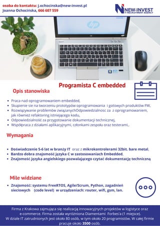 Oferta pracy Programista C embedded Kraków | PDF