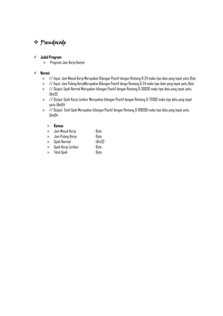 Program jam kerja | DOCX