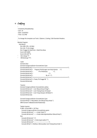 Program jam kerja | DOCX