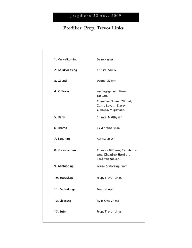 Program Jeugdiens | DOCX