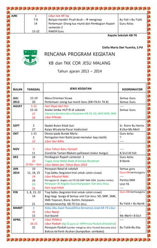 Program kegiatan dan anggaran 2011 2012 | DOCX