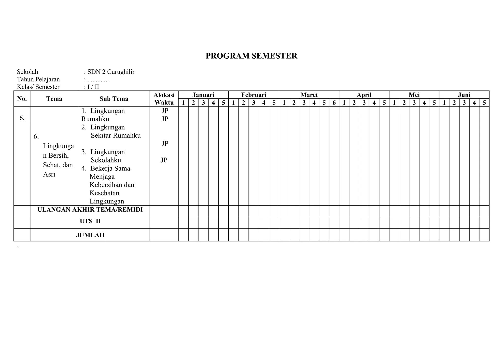 PROGRAM KELAS 1 SEMESTER 2.doc