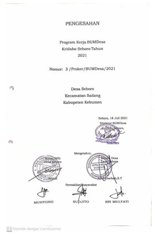 Program kerja bum desa terbaru seboro seboro | PDF