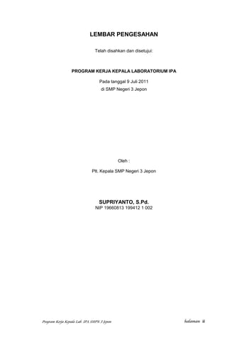 Program kerja kepala lab ipa smp | PDF