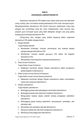Program kerja kepala lab ipa smp | PDF