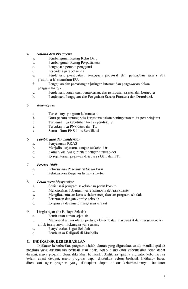 Program kerja kepala sekolah | DOC