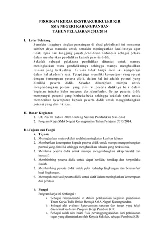 Program kerja kir 20132014 | DOC