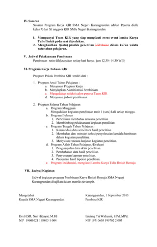 Program kerja kir 20132014 | DOC