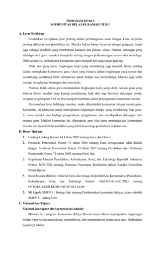 PROGRAM KERJA KOMBEL DALAM SEKOLAH SMPN | PDF