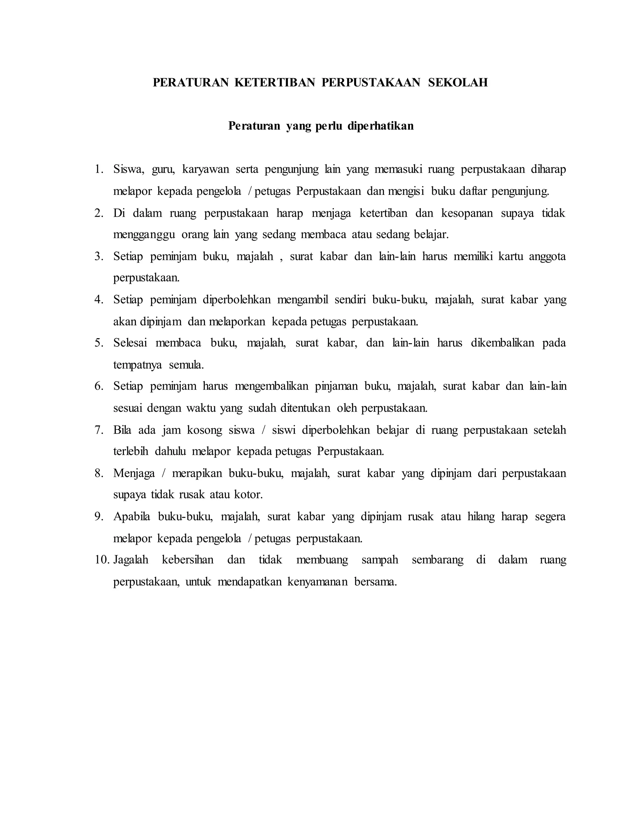 Program kerja perpustakaan | PDF