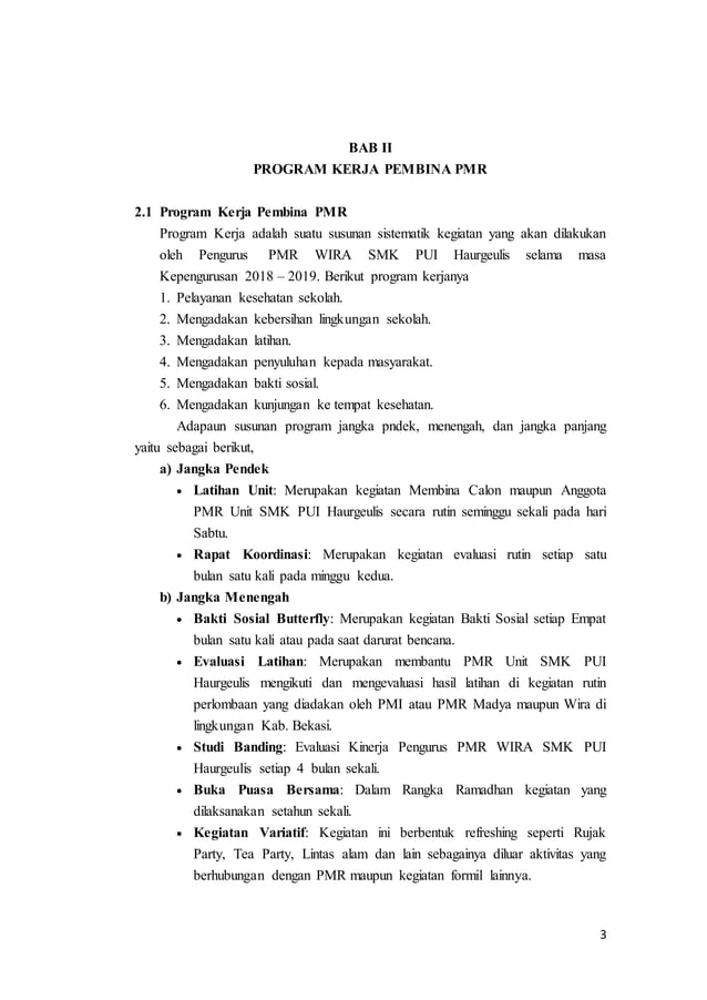 Program kerja pmr | DOCX