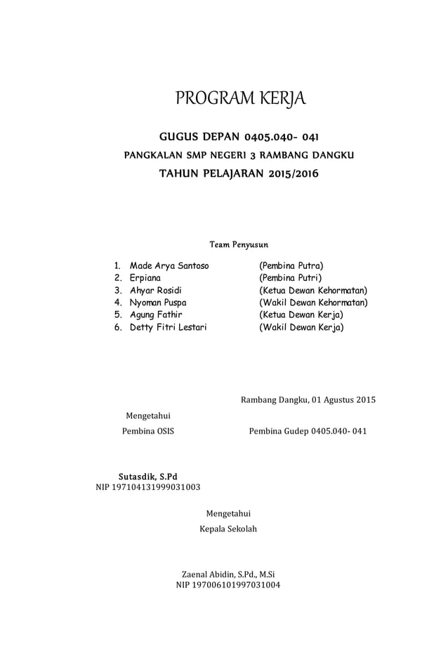 Program kerja pramuka | DOCX