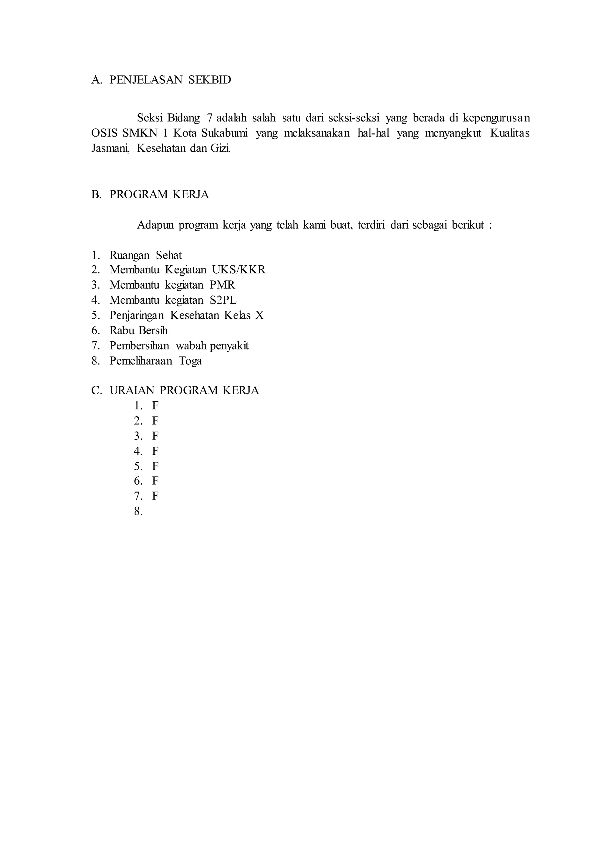 Program kerja sekbid 7 | DOCX