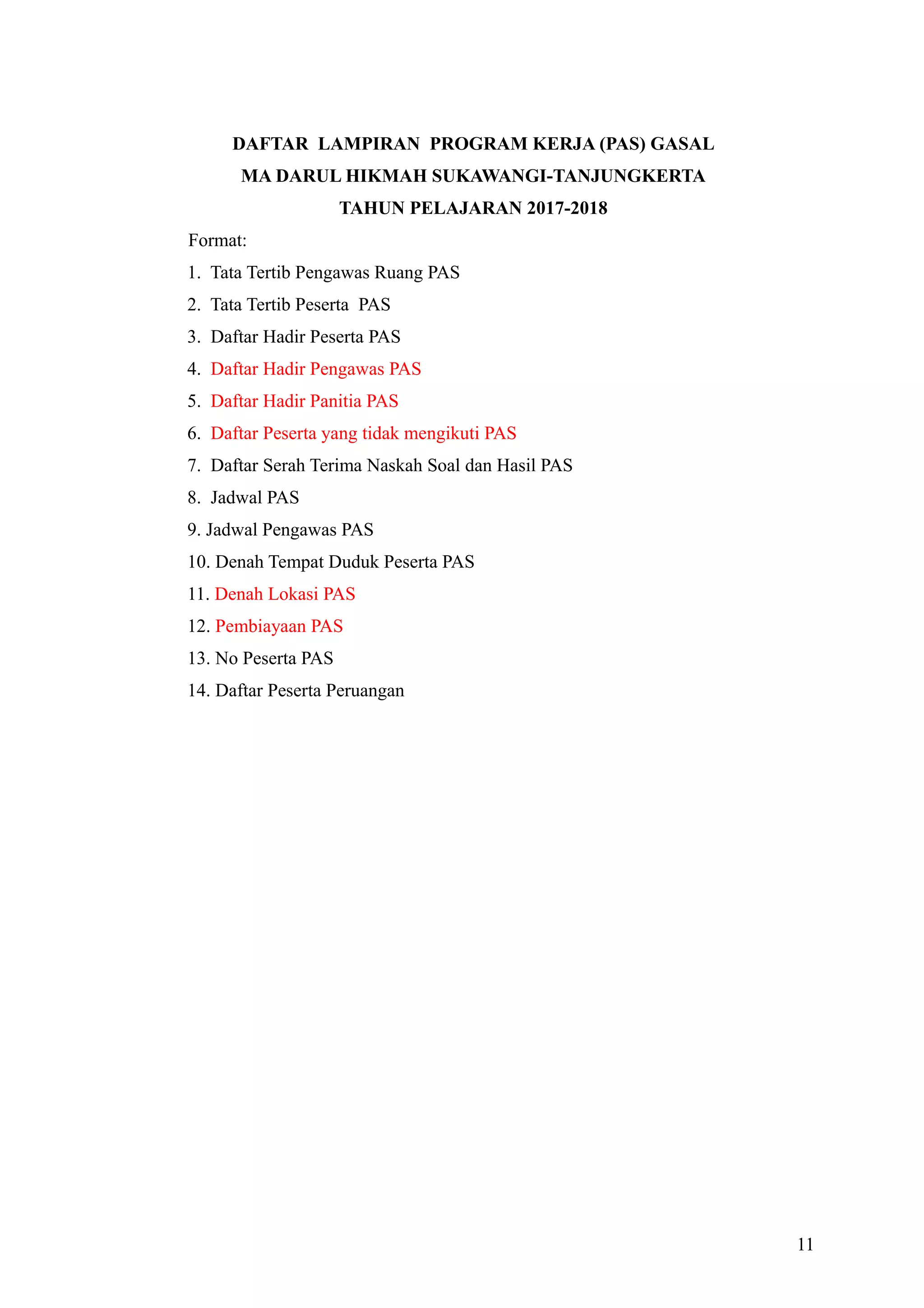 Program kerja uas 2015 2016 | RTF