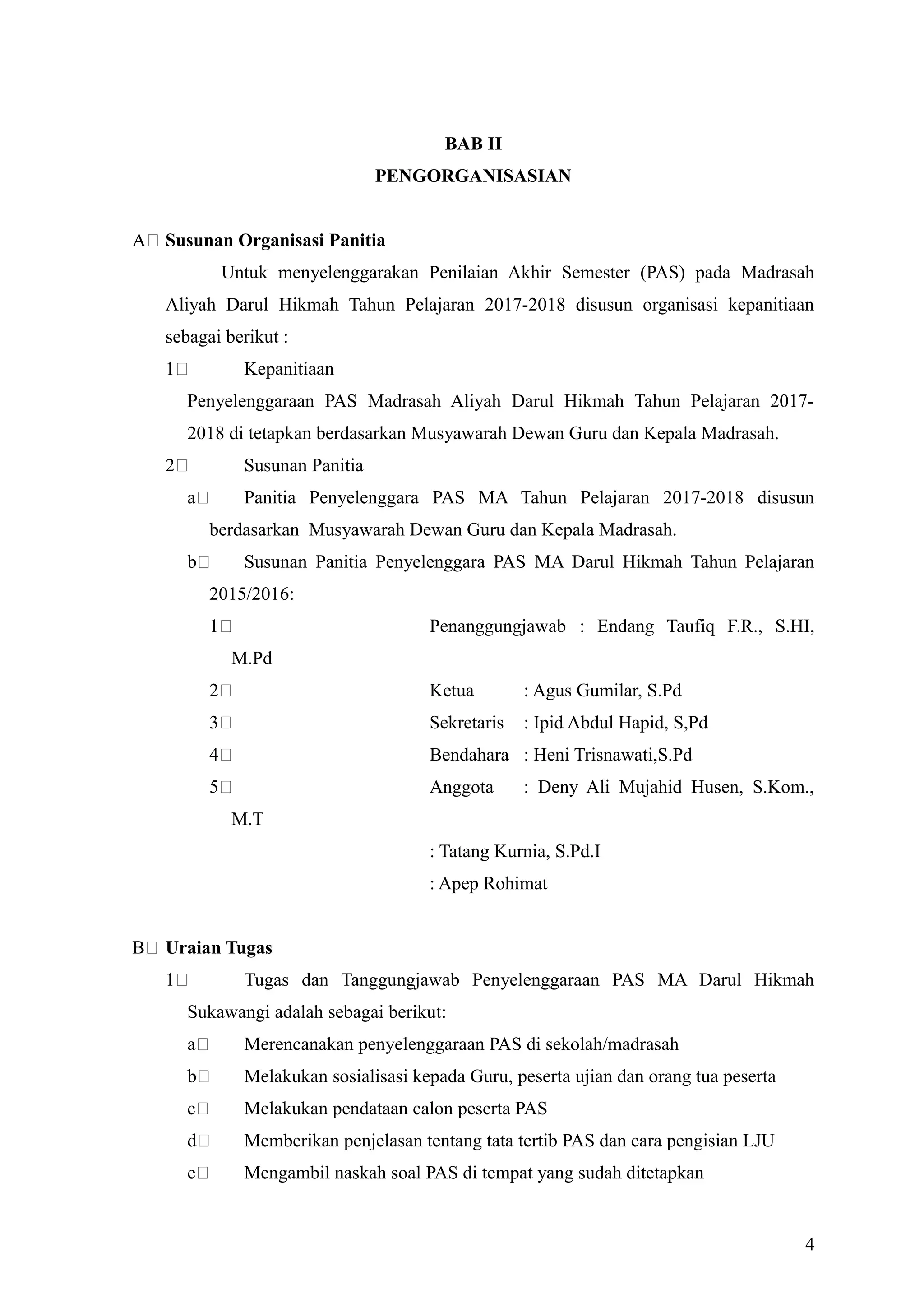 Program kerja uas 2015 2016 | RTF