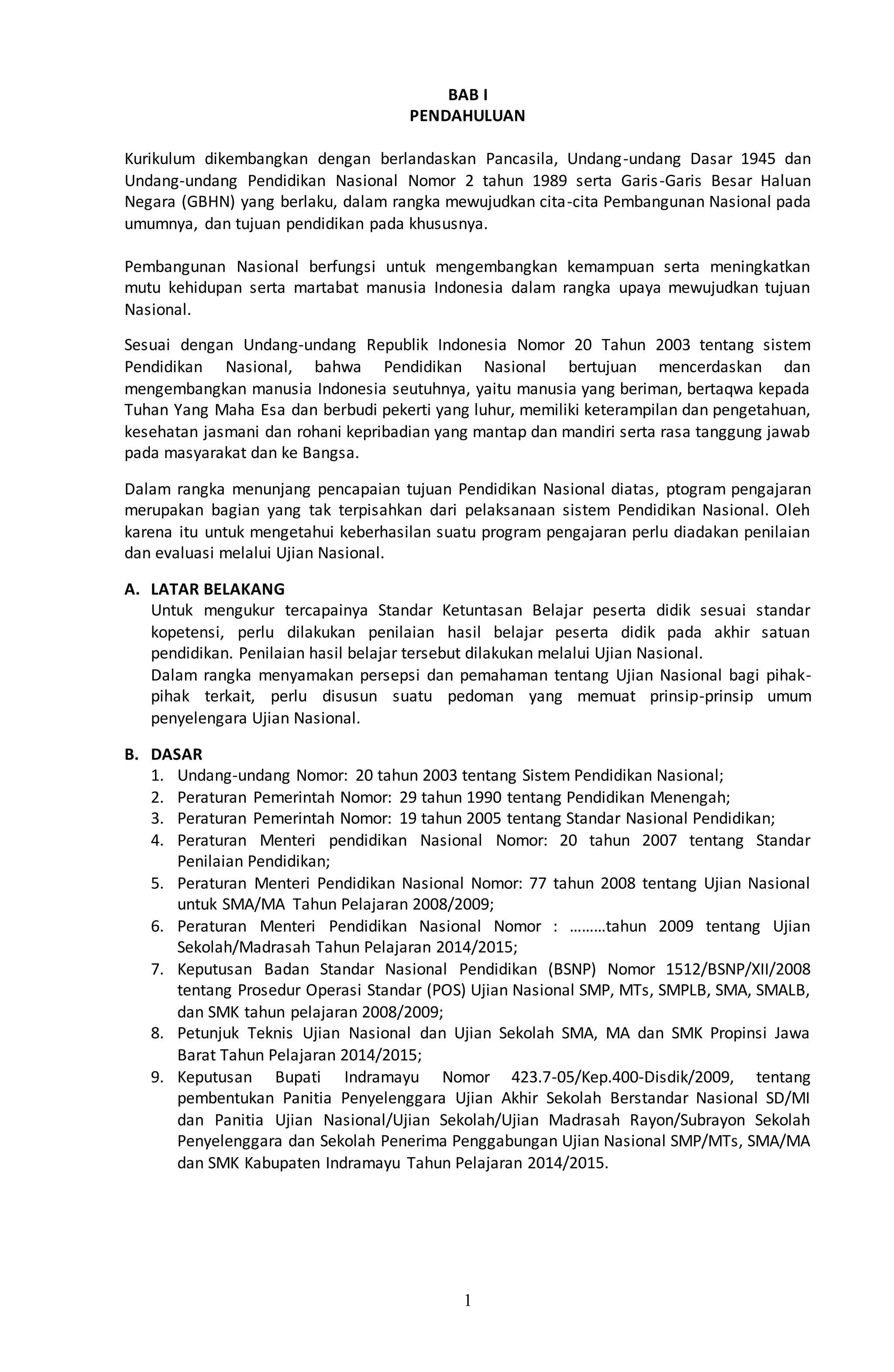 Program kerja ujian nasional 2014 2015 | DOC