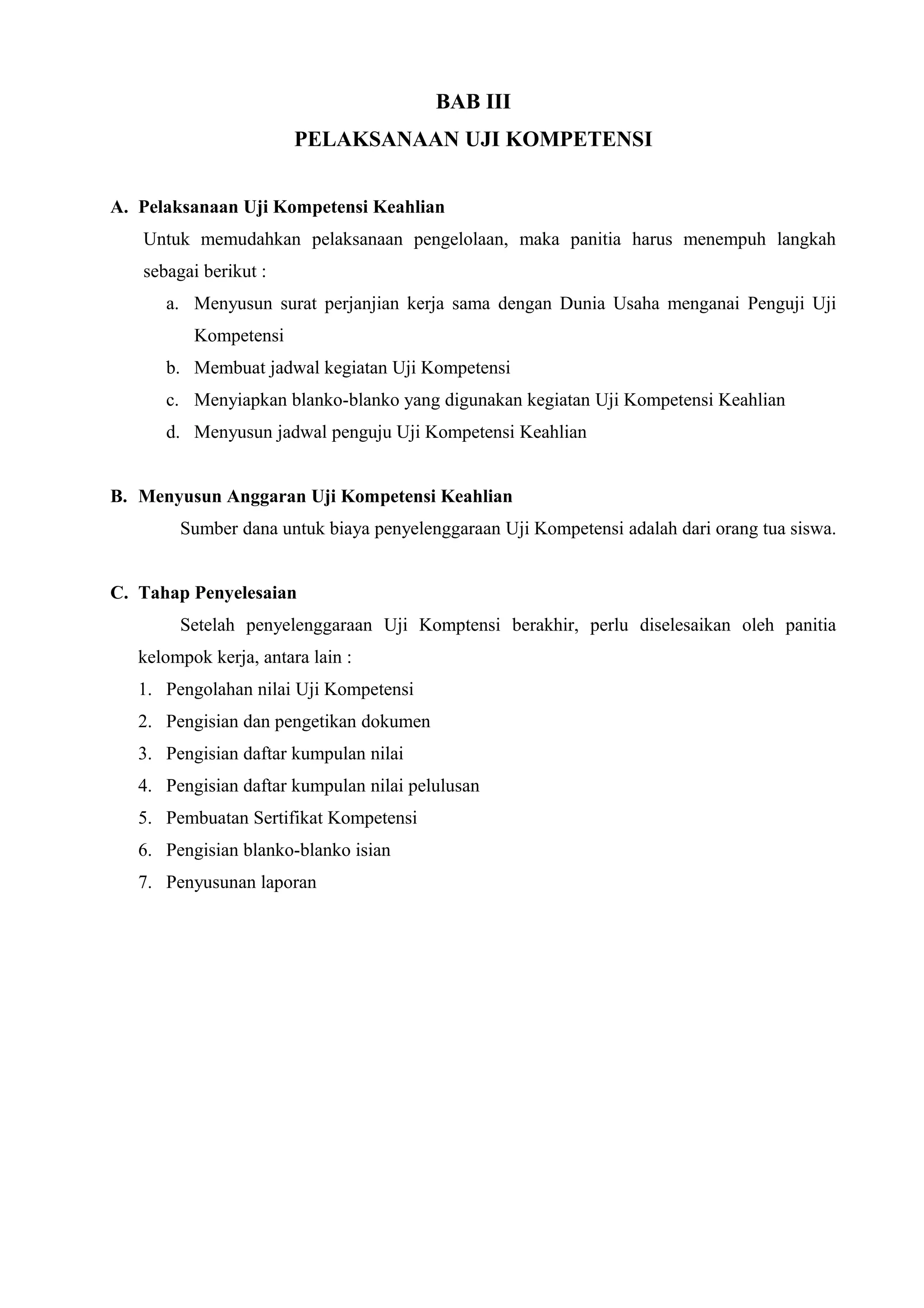 Program kerja uji kompetensi | DOC