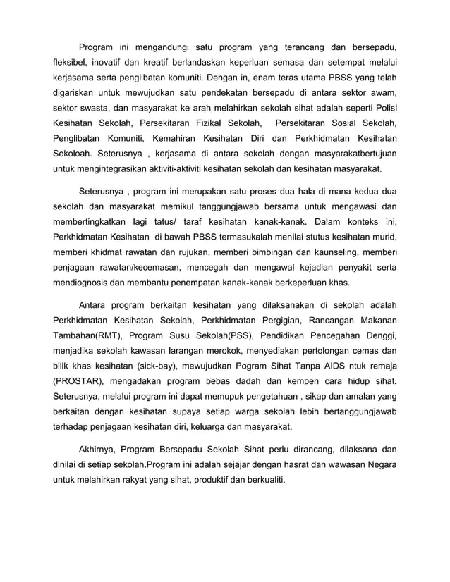Program kesihatan sekolah | DOCX