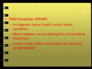 Program kreativitas mahasiswa penelitian | PPTX