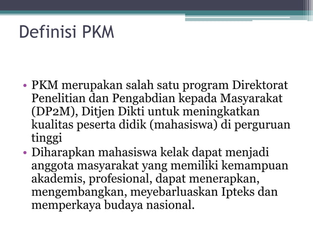 Program kreativitas mahasiswa penelitian (pkm p) | PPTX
