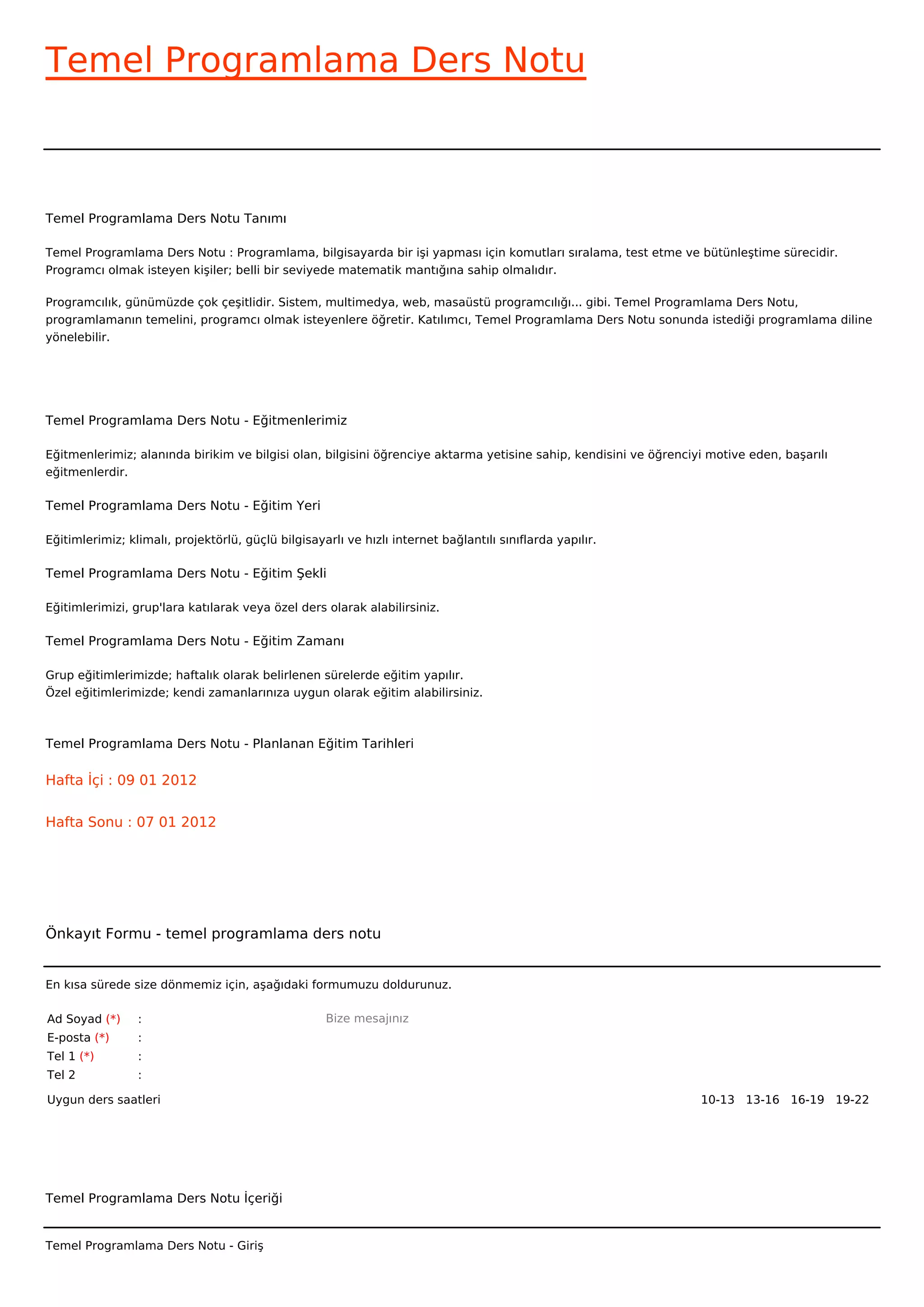 Programlama ders-notu | PDF