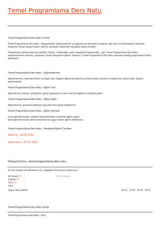 Programlama ders-notu | PDF
