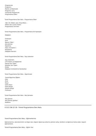 Programlama ders-notu | PDF